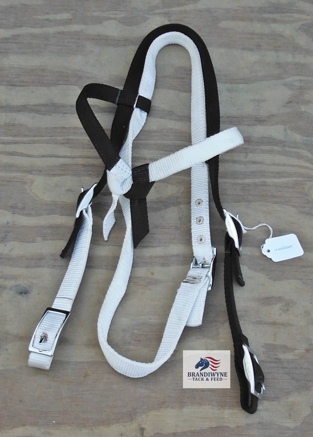 Custom Made Black & White Nylon Headstall